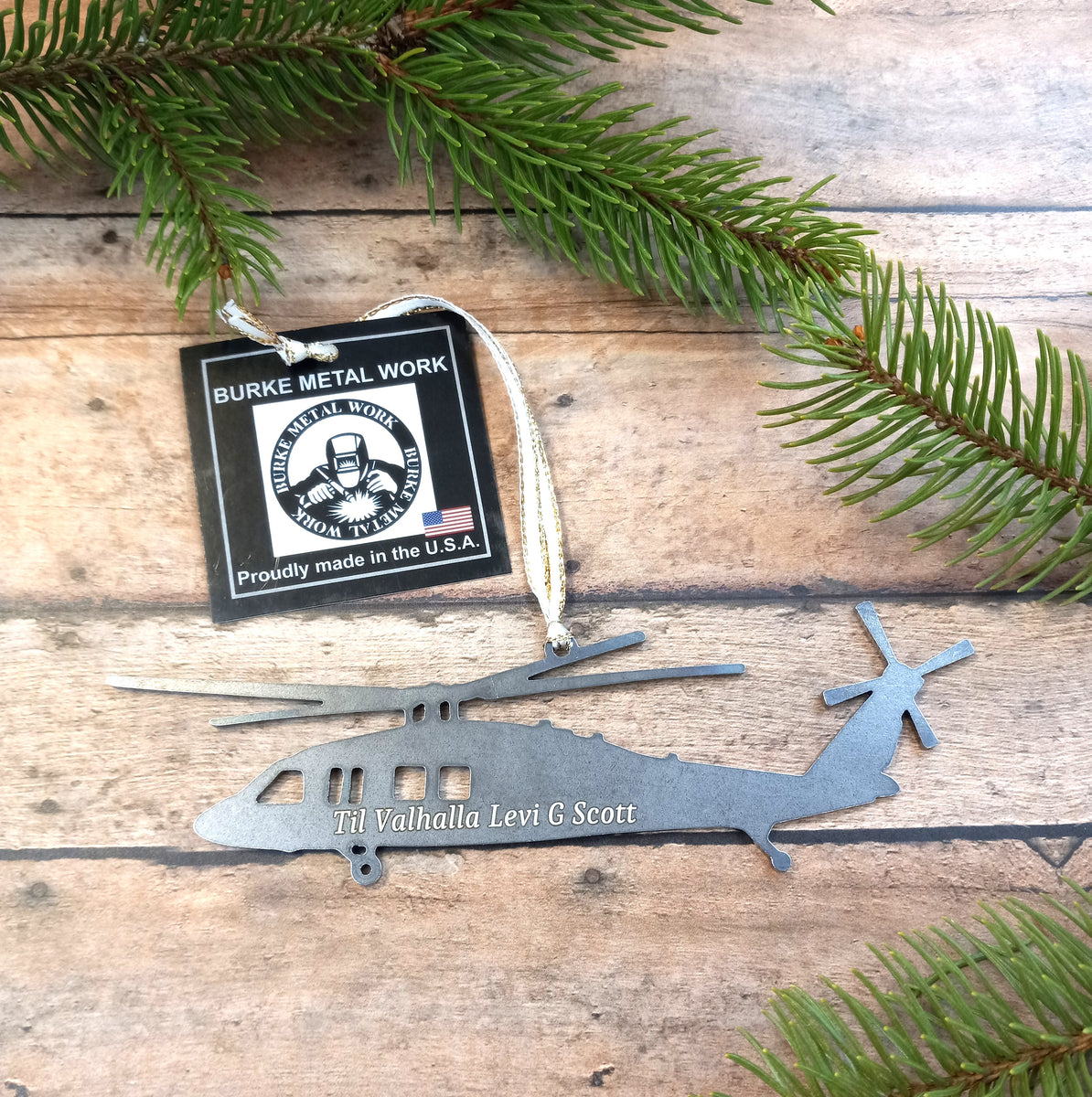Helicopter Christmas Ornament – Burke Metal Work