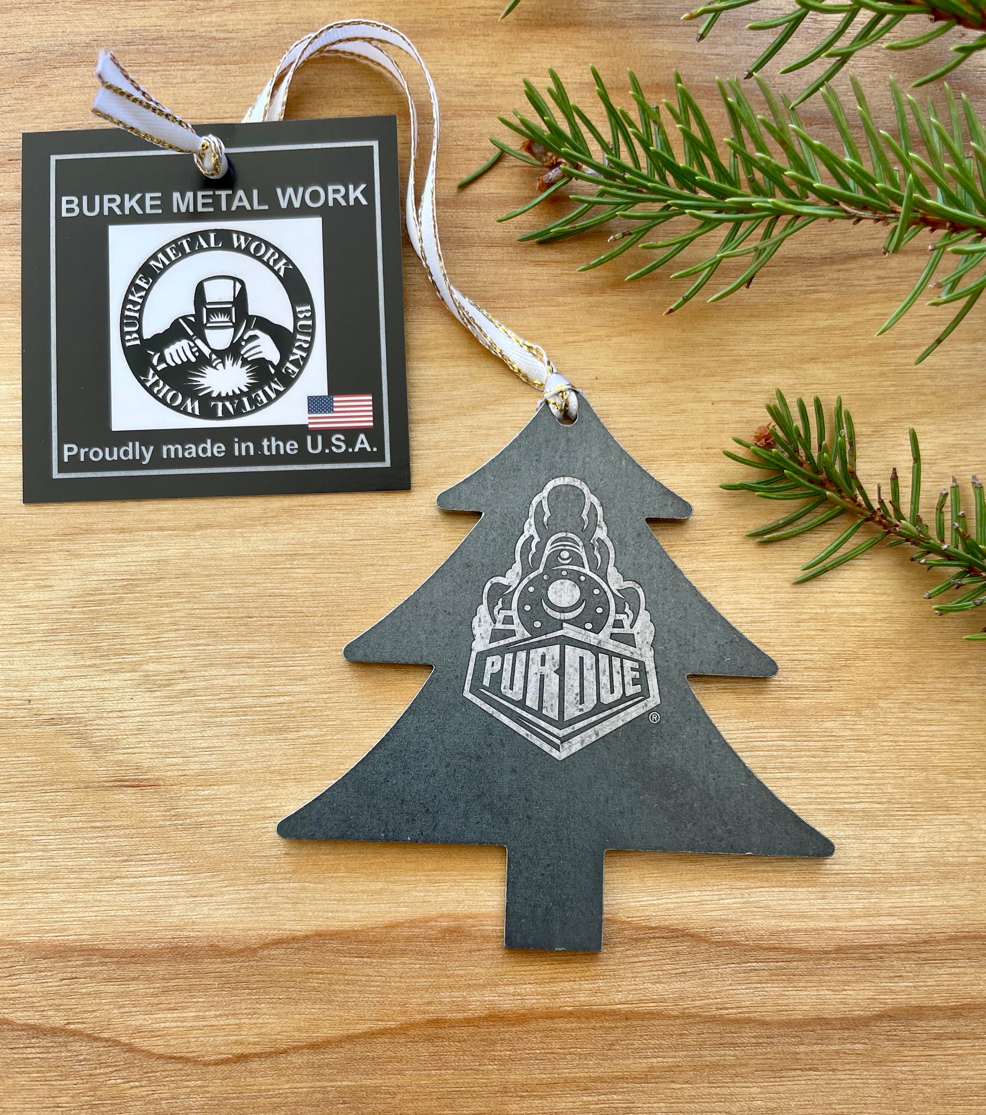 Purdue Christmas Tree Metal Ornament – Burke Metal Work