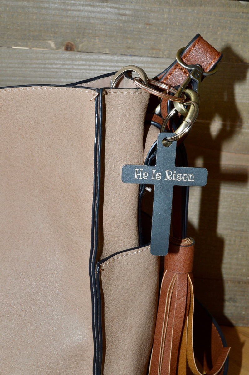 He Is Risen Cross Keychain – Burke Metal Work
